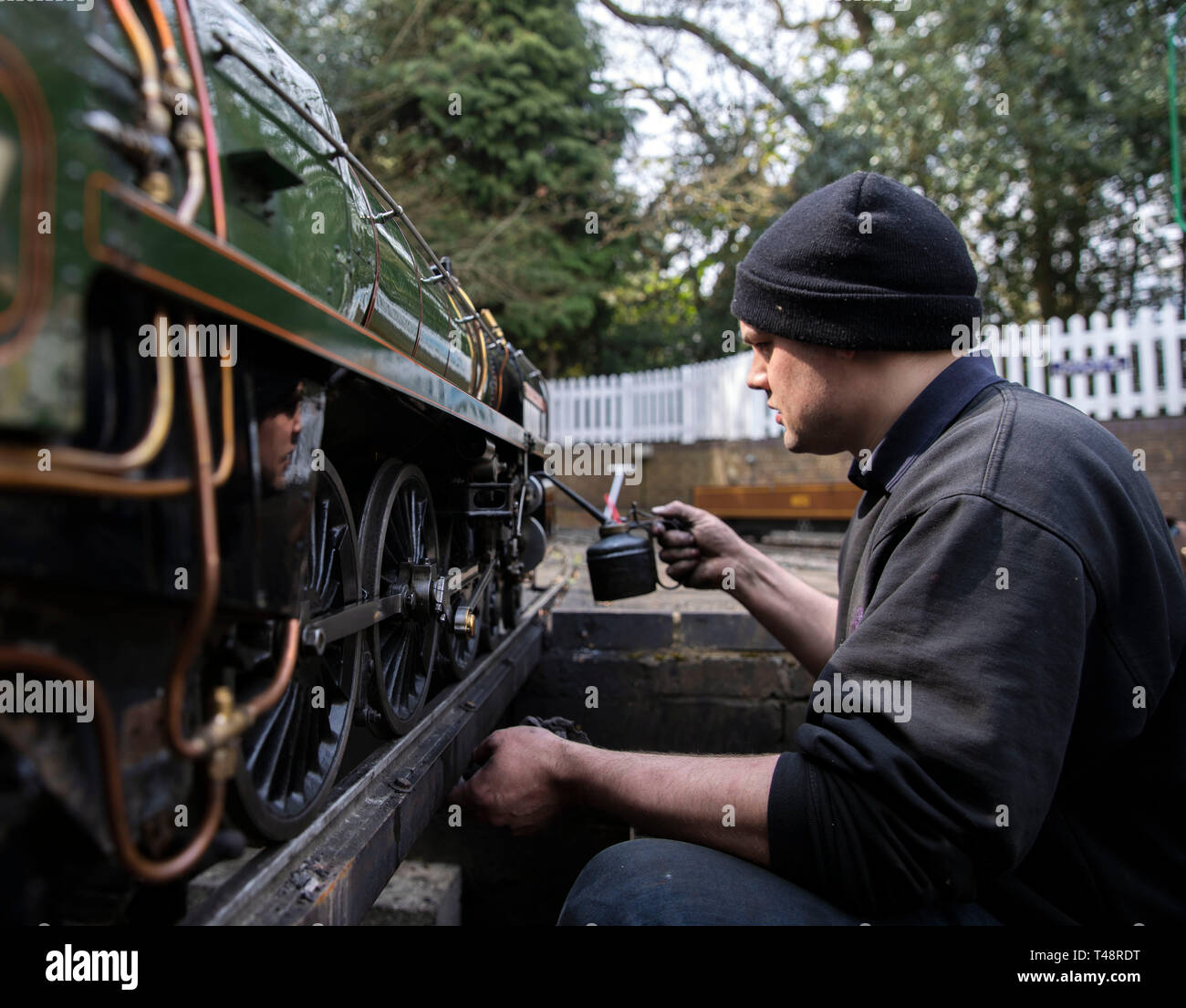Volunteer Steve Trower works on the miniature Great Cockrow Railway ...