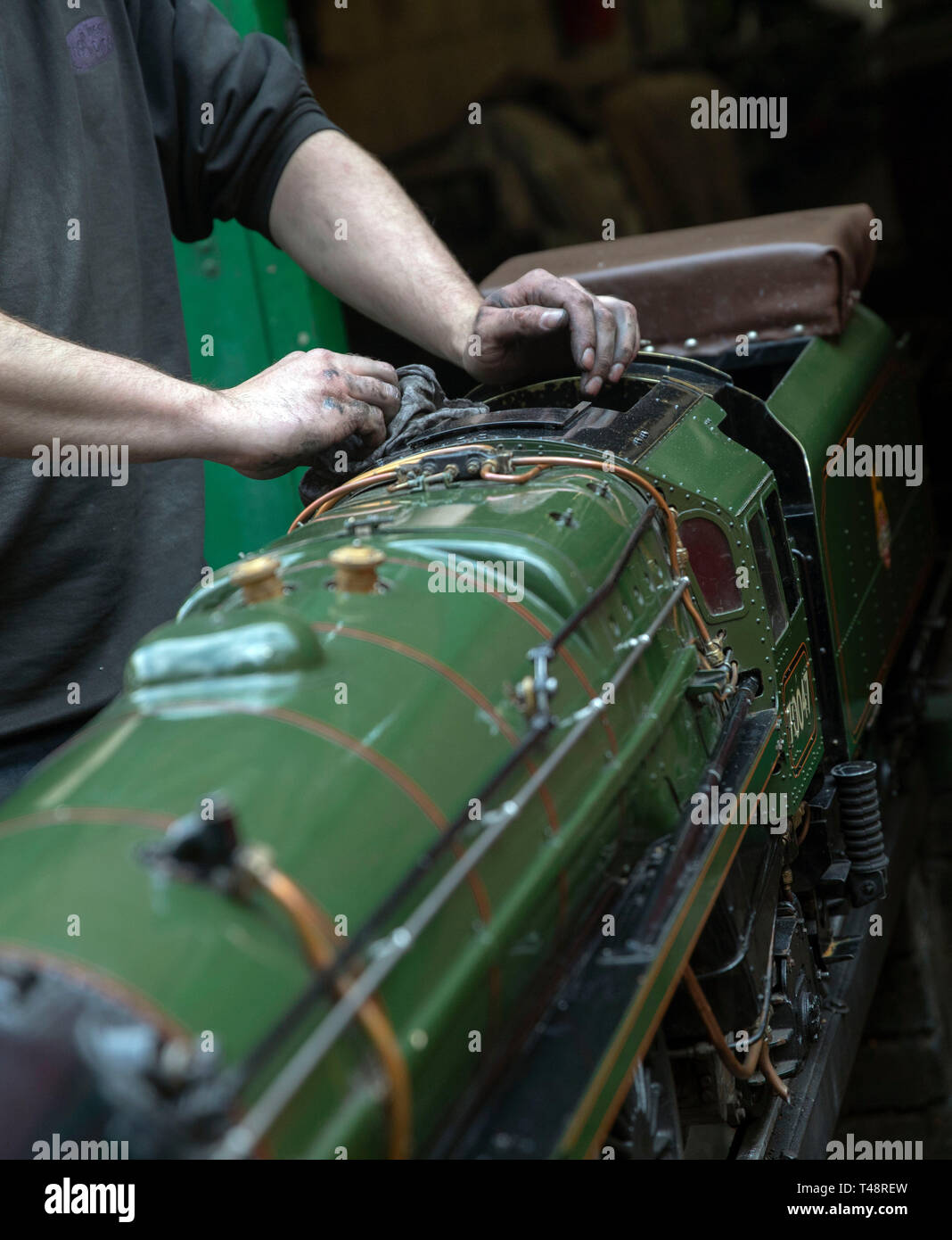 Volunteer Steve Trower works on the miniature Great Cockrow Railway ...