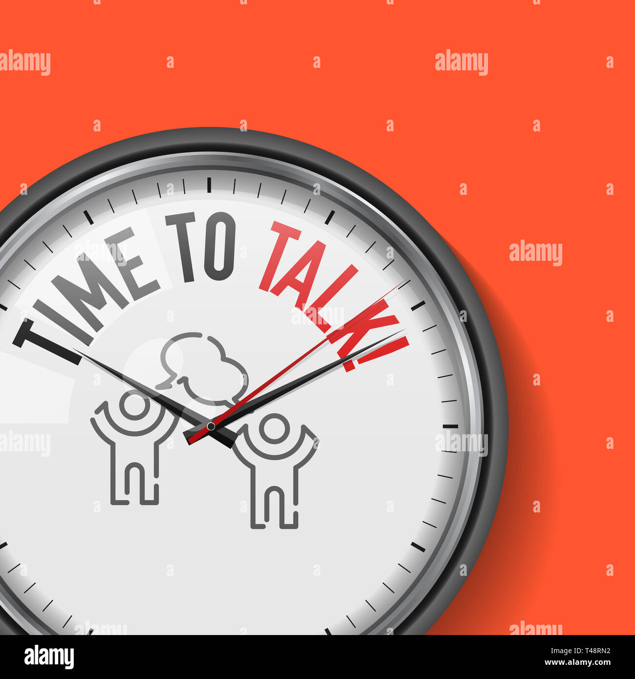 Time to Talk. White Clock with Motivational Slogan. Analog Metal Watch ...