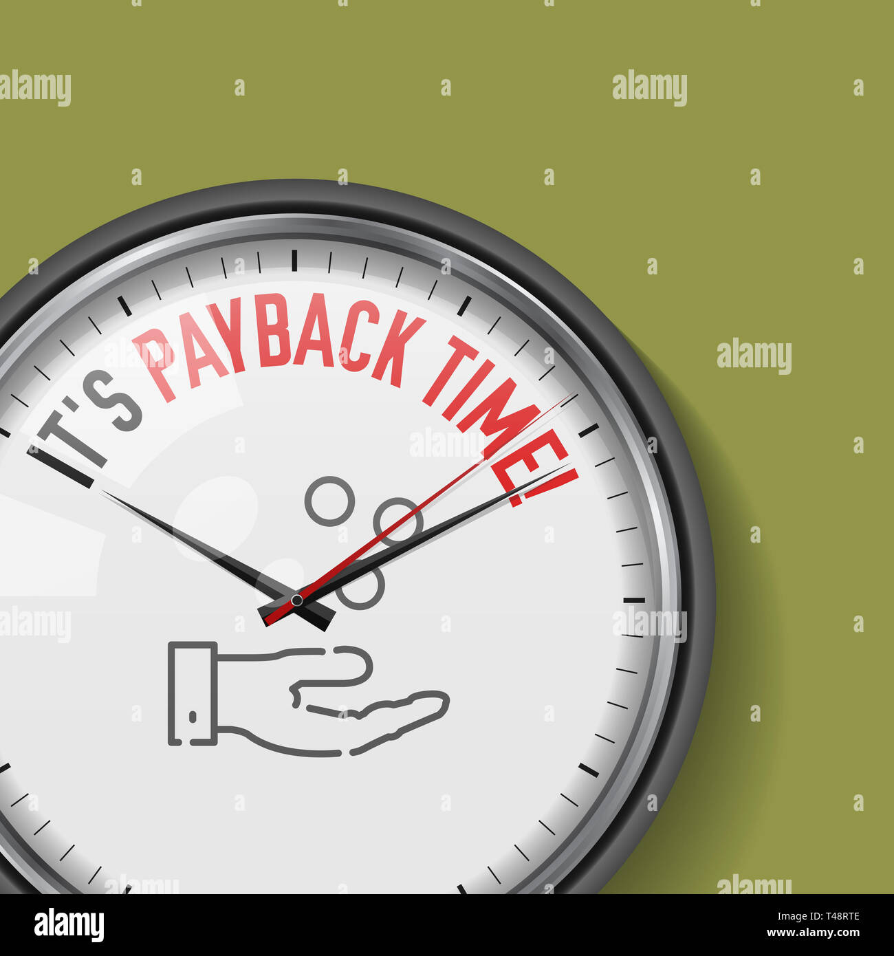 It's Payback Time. White Clock with Motivational Slogan. Analog Metal ...