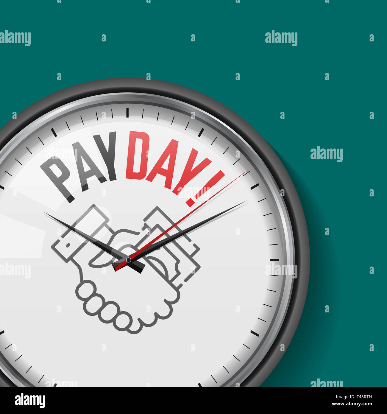 Payday Time. White Clock with Motivational Slogan. Analog Metal Watch ...
