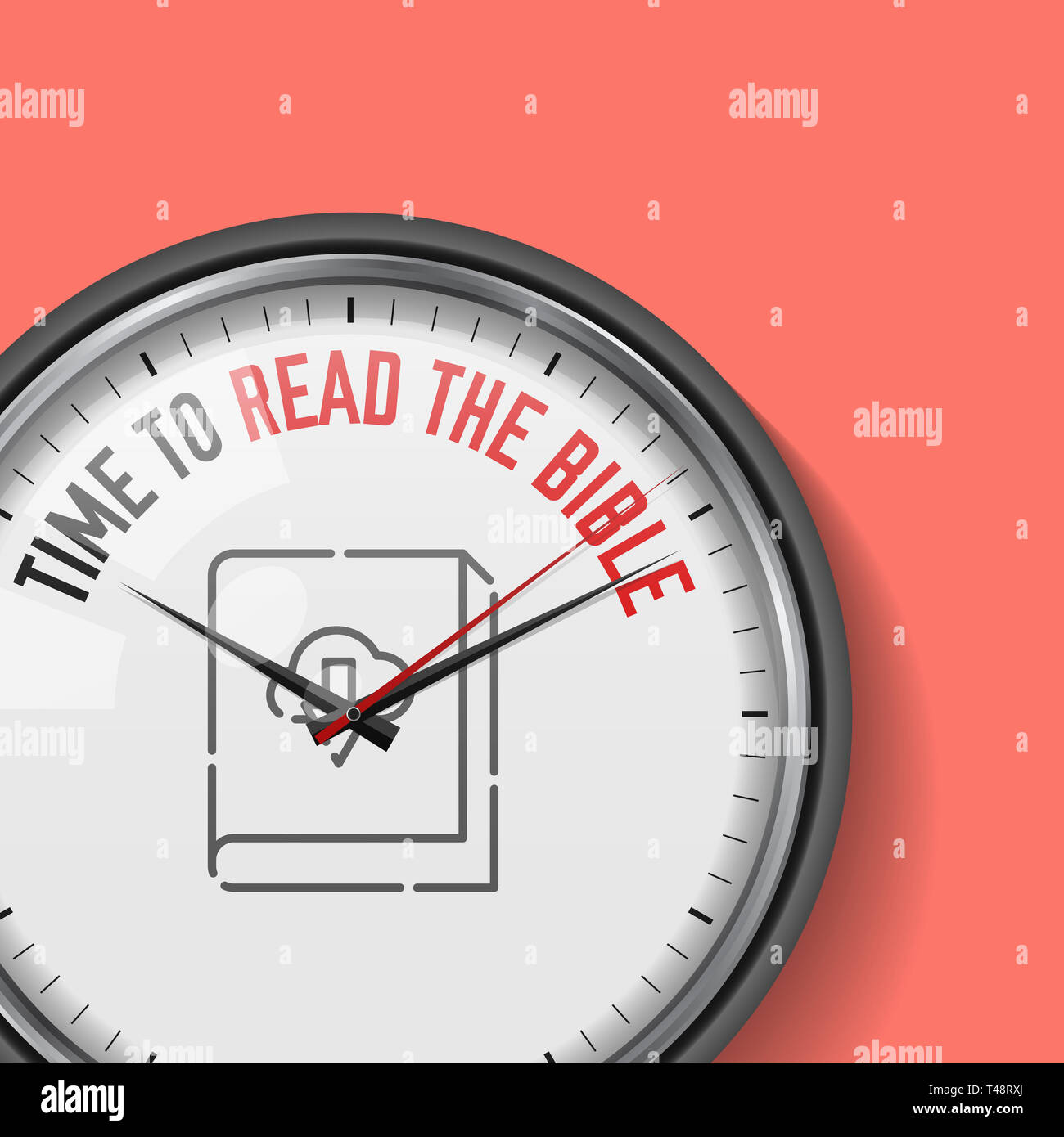 Time to Read the Bible. White Clock with Motivational Slogan. Analog ...