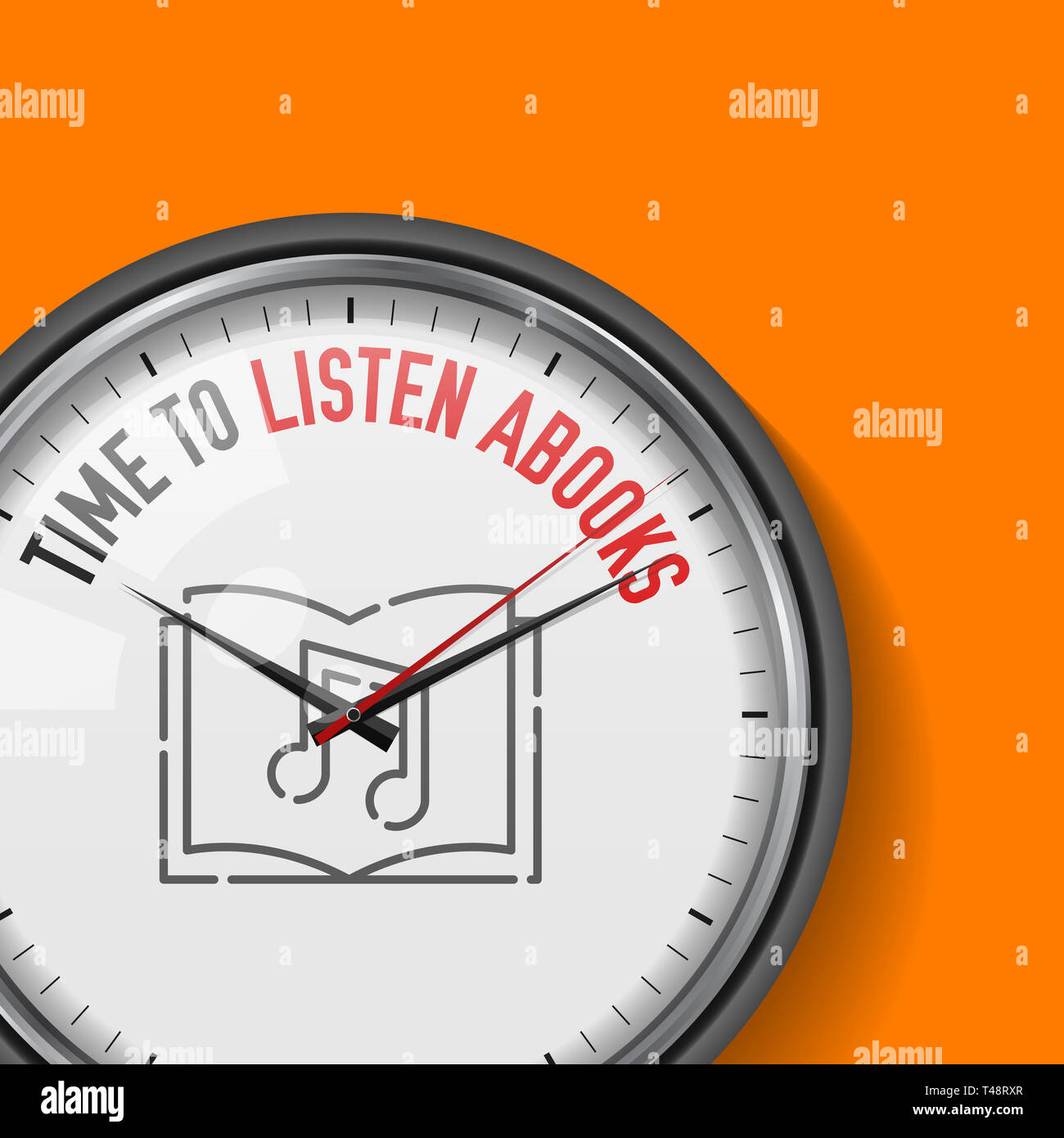 Time to Listen Abooks. White Clock with Motivational Slogan. Analog ...