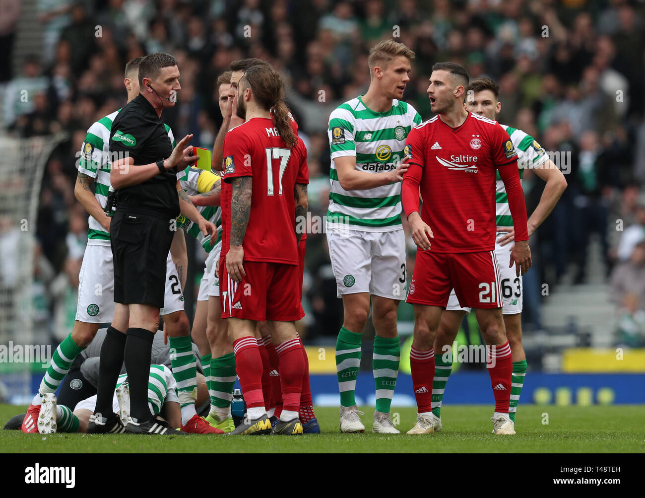 Aberdeen's Dominic Ball is sent off during the William Hill Scottish ...
