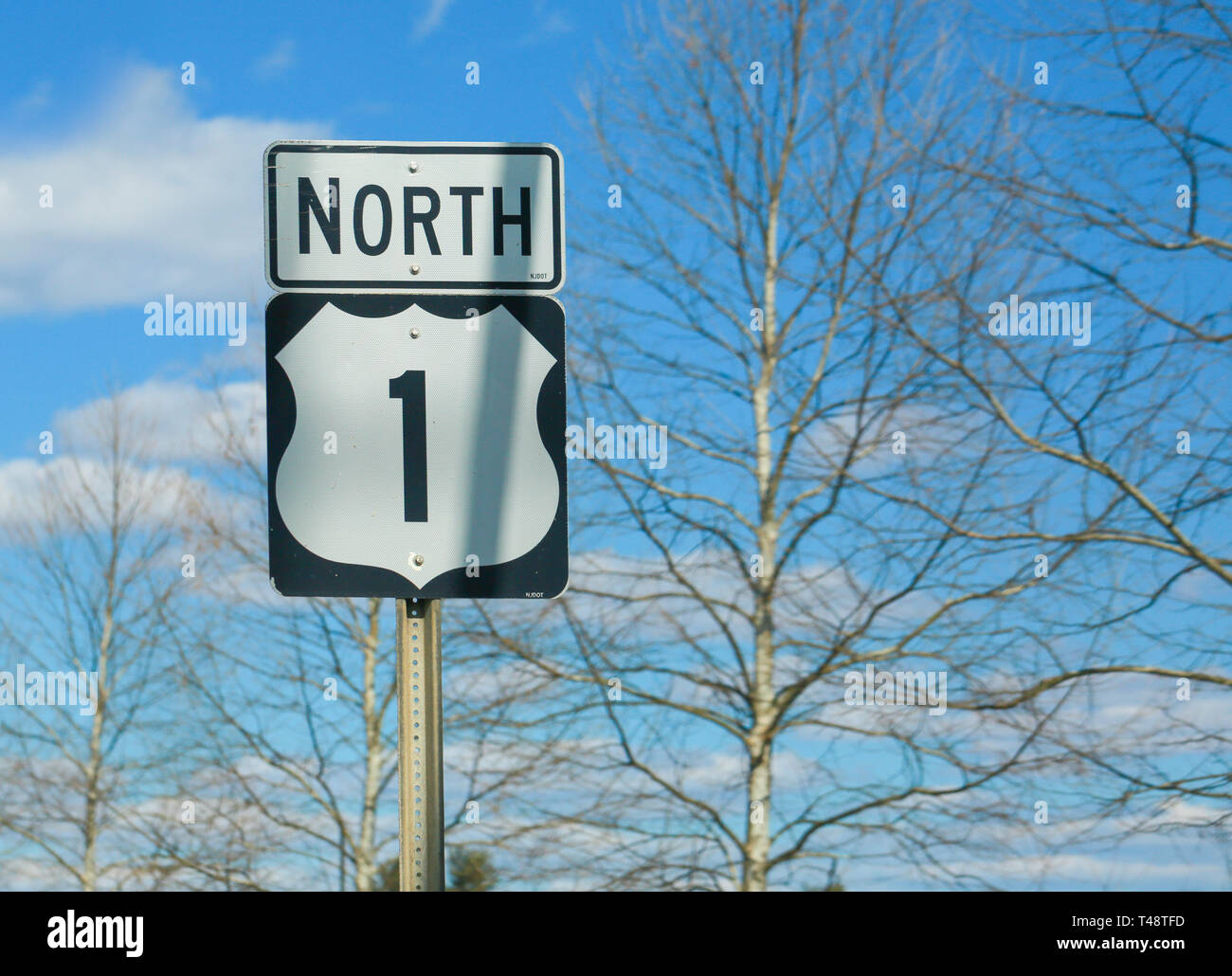 Princeton New Jersey - March 16, 2019:Traffic sign - US Route 1 north ...
