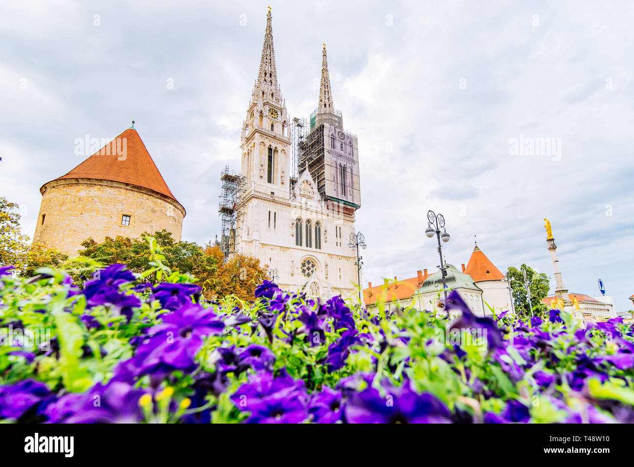 cathedral of zagreb old european gothic church. historic place Stock ...