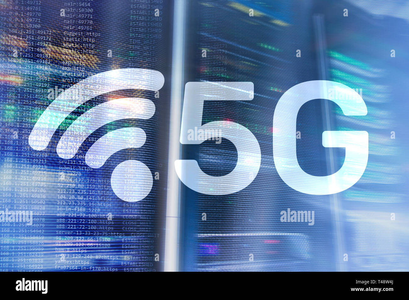 5G Network, 5G internet Connection Concept in digital background. Smart ...