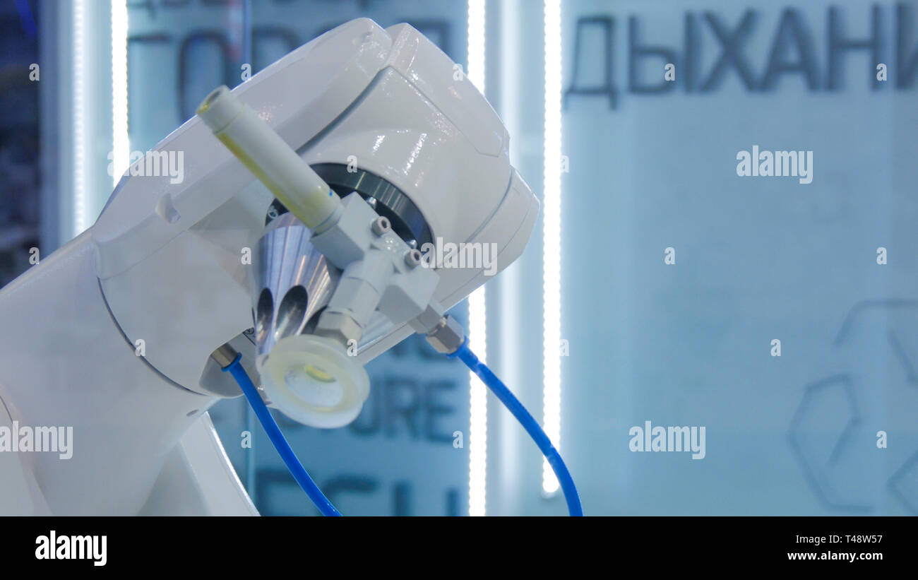 Close up shot of robot head, which can sort waste for recycling Stock ...