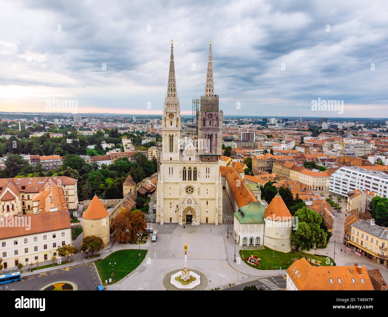cathedral of zagreb old european gothic church. historic place Stock ...