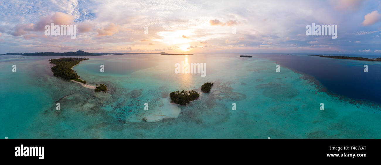 Aerial view Banyak Islands Sumatra tropical archipelago Indonesia, Aceh ...
