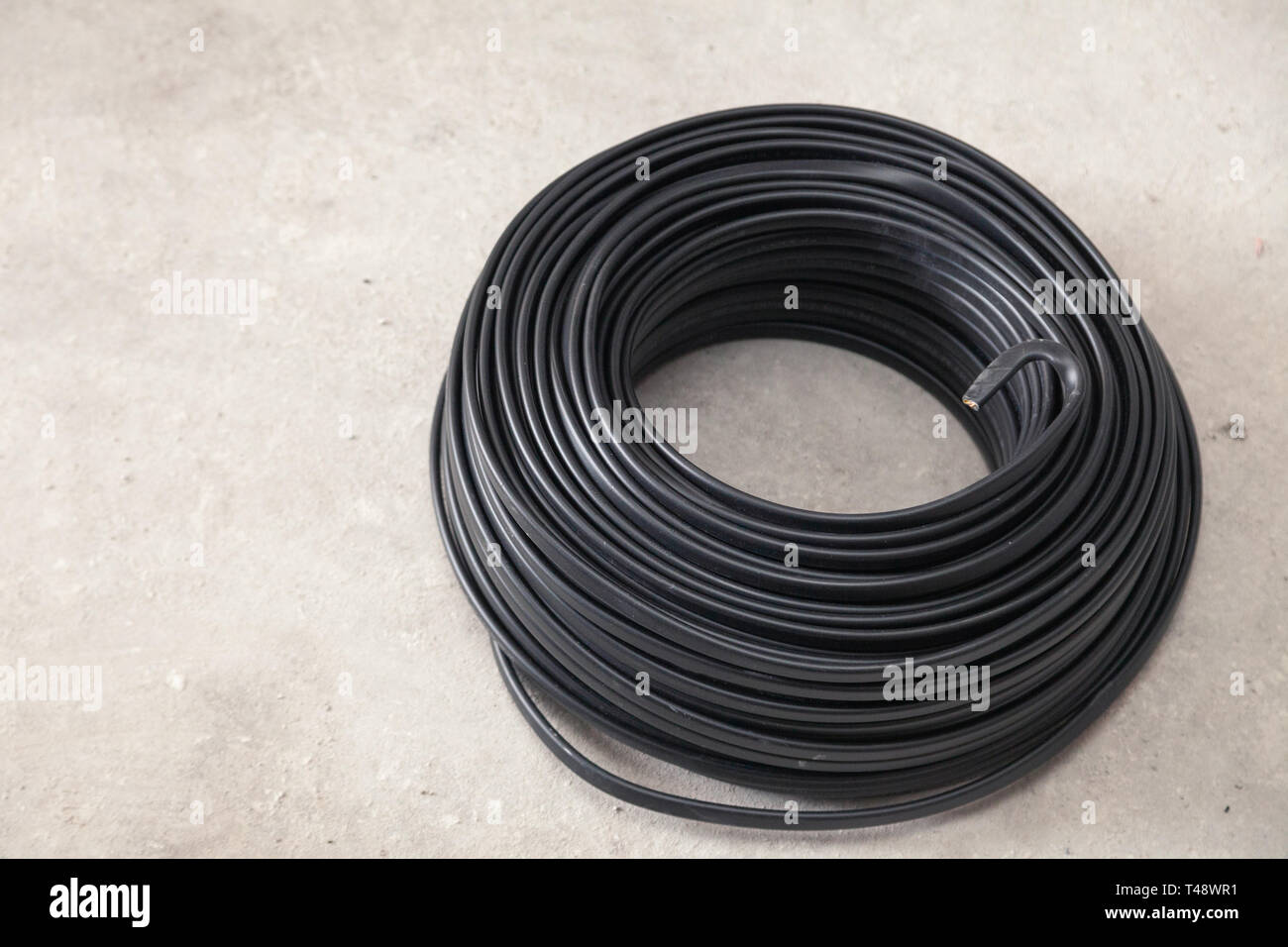 Cable bundle. Electrical wires on the wall. Wiring replacement ...