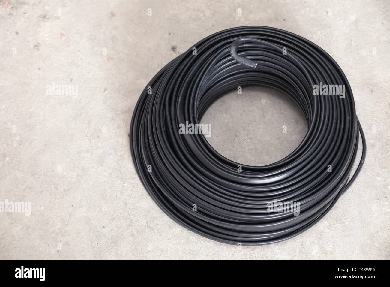 Cable bundle. Electrical wires on the wall. Wiring replacement ...