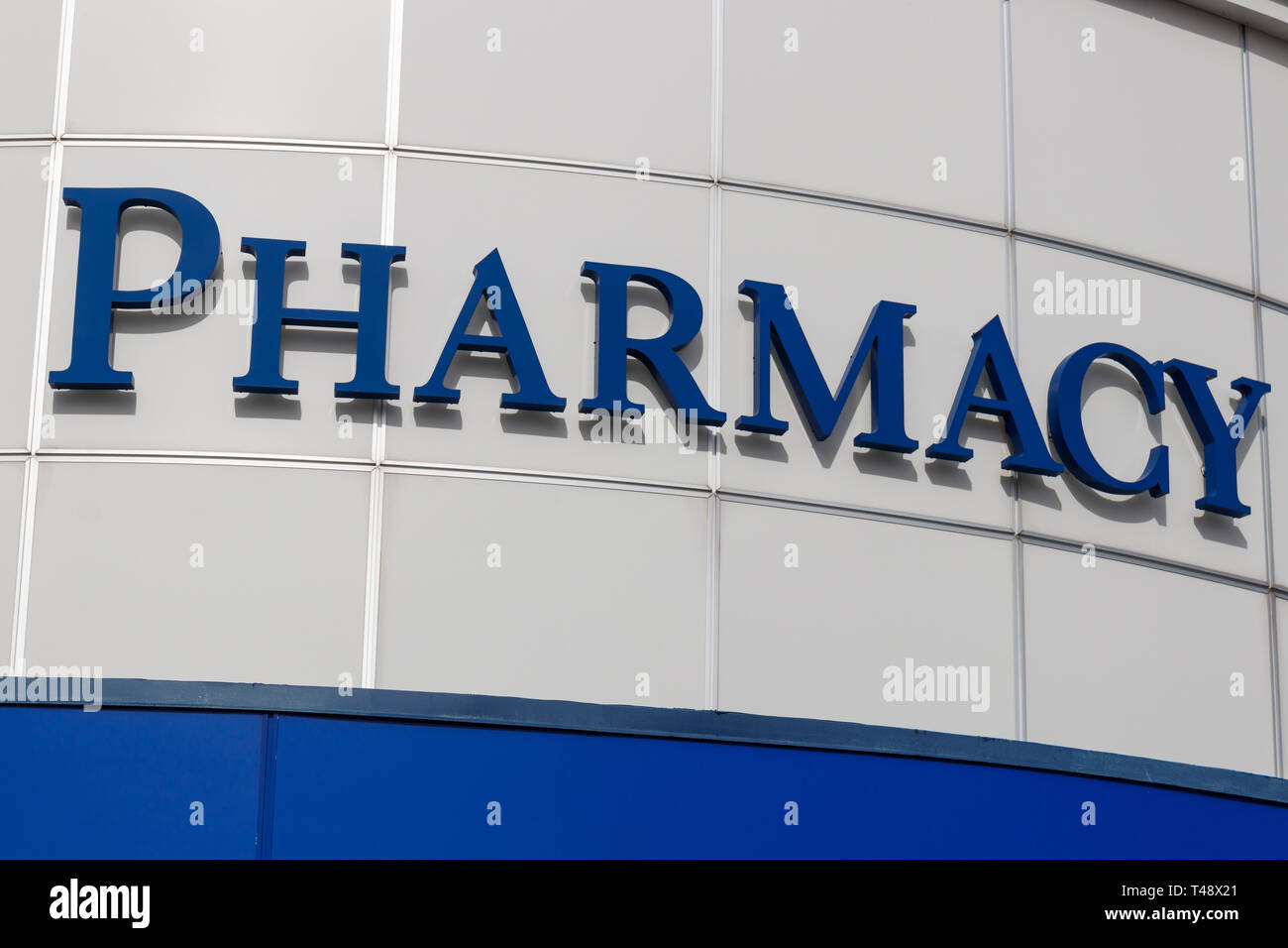Pharmacy isolated sign, blue letters and white background I Stock Photo ...