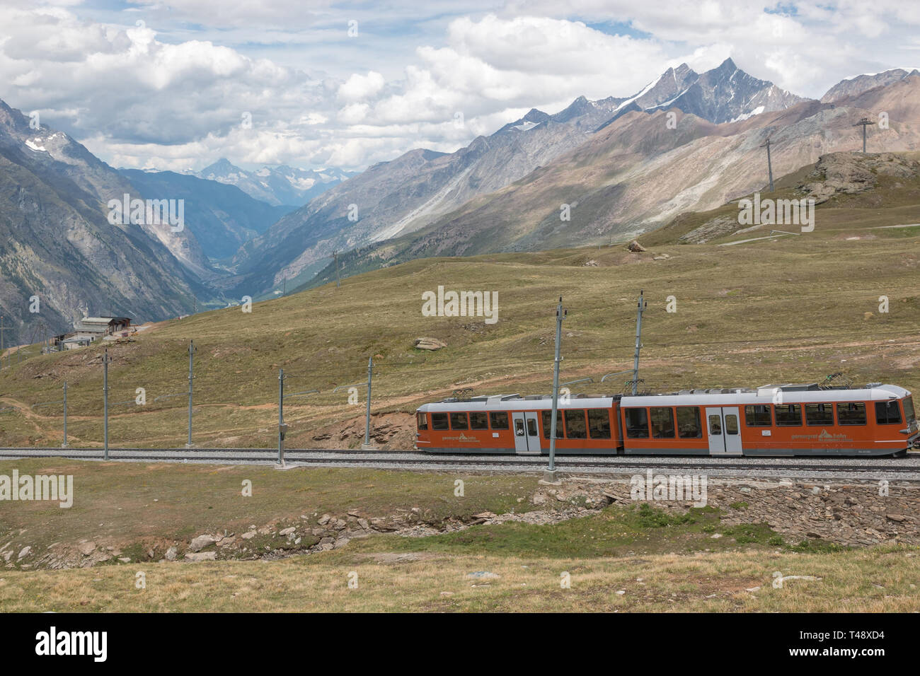 Zermatt, Switzerland - June 24, 2017: Gornergrat train with tourist is ...