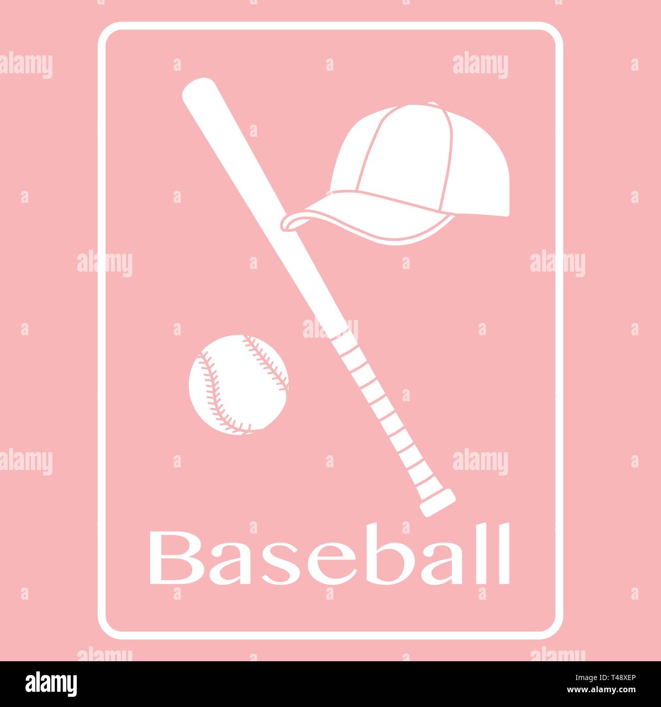 Vector illustration with baseball bat, ball, cap. Sports background ...