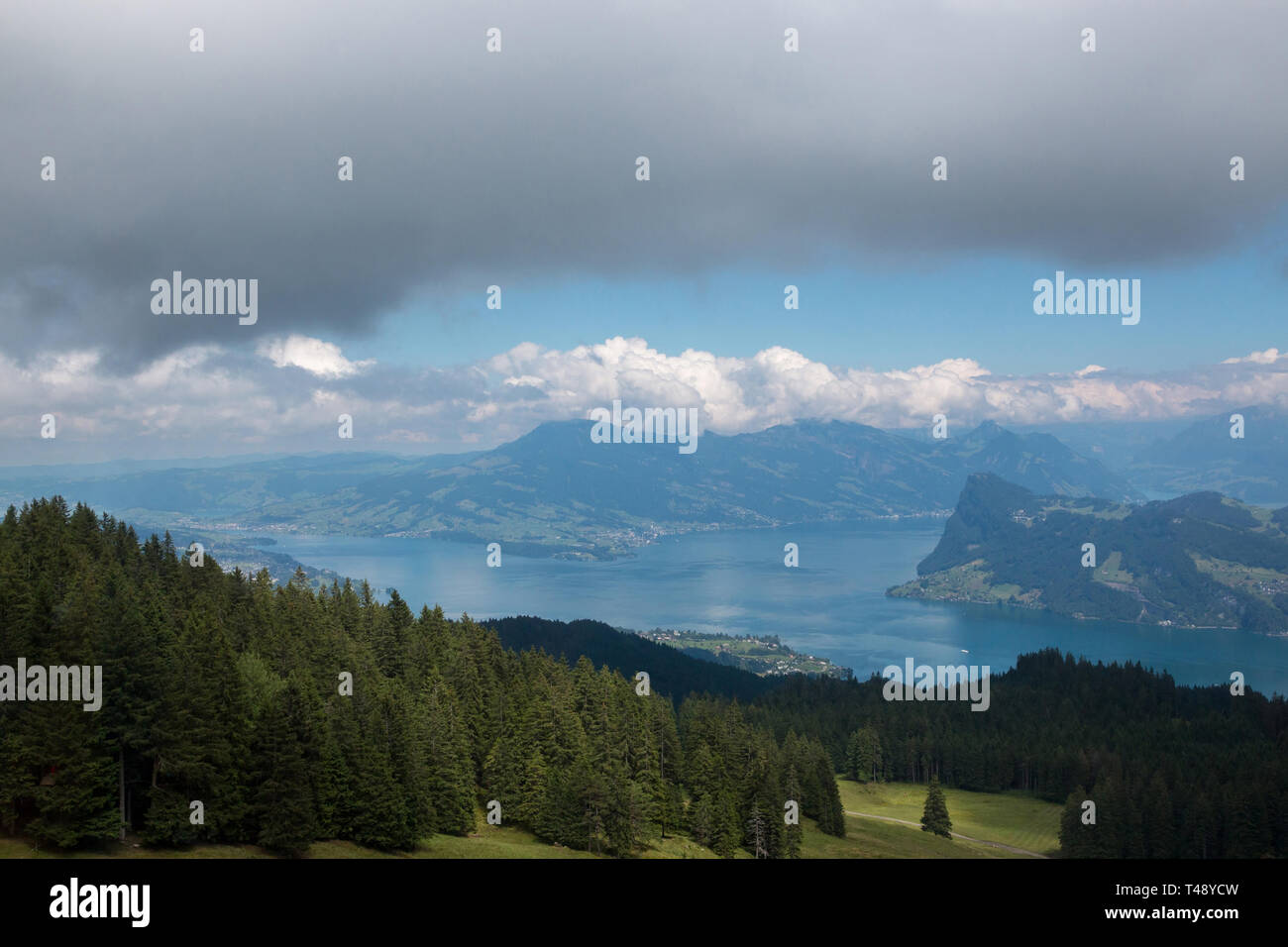 Panorama view od Lucerne lake and mountains scene in Pilatus of Lucerne ...