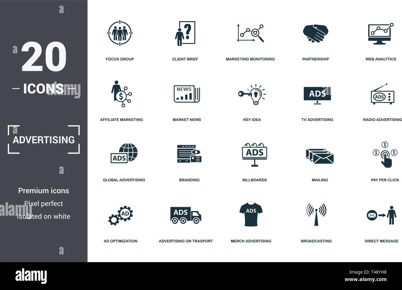 Advertising set icons collection. Includes simple elements such as ...