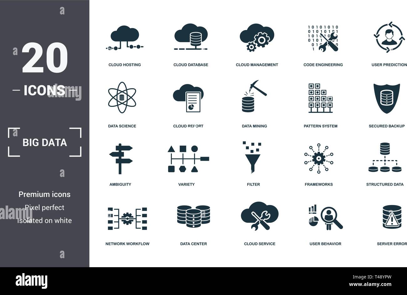 Big Data set icons collection. Includes simple elements such as Cloud ...