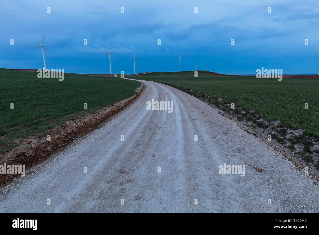 Windmill, windfarm at La brujula in Burgos, Spain Stock Photo - Alamy