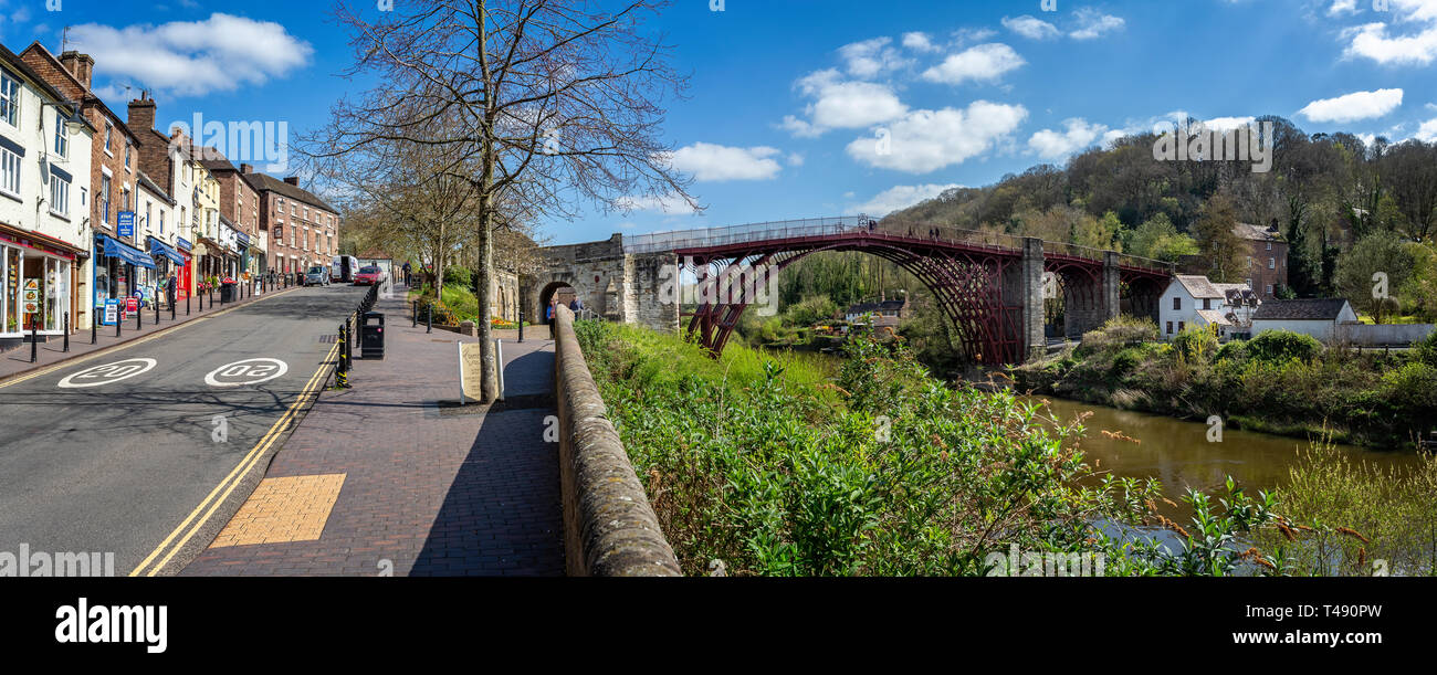 Panoramic view of Ironbridge town and the iconic Ironbridge in ...