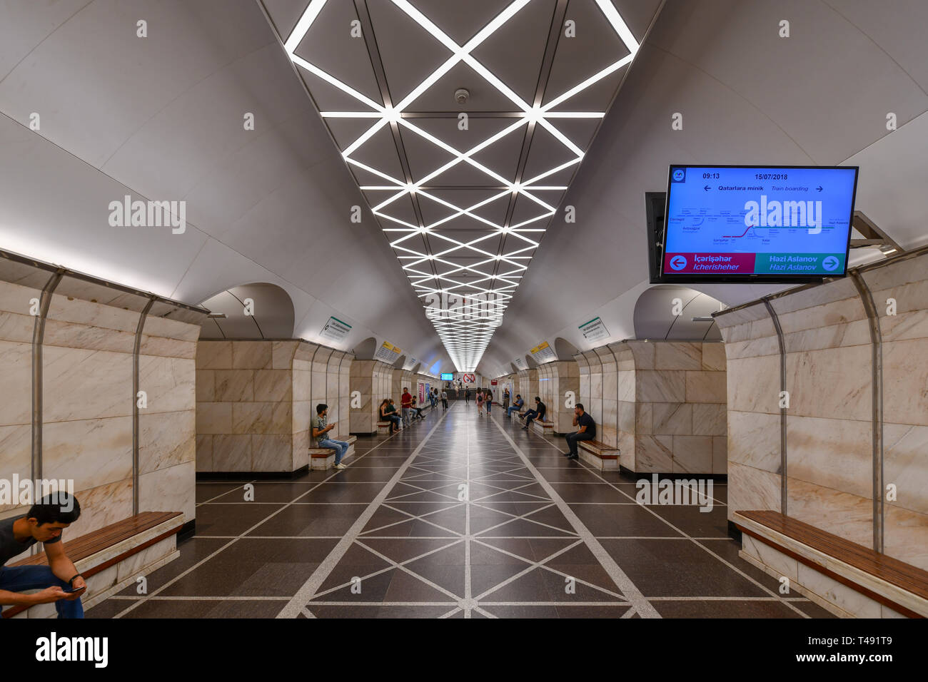 Baku, Azerbaijan - July 15, 2018: Metro station in the city of Baku ...