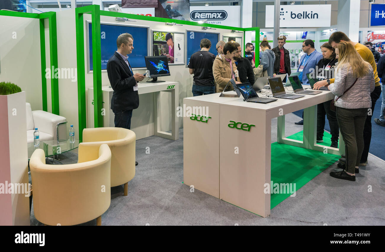 KYIV, UKRAINE - APRIL 06, 2019: People visit Acer, a Taiwan based ...