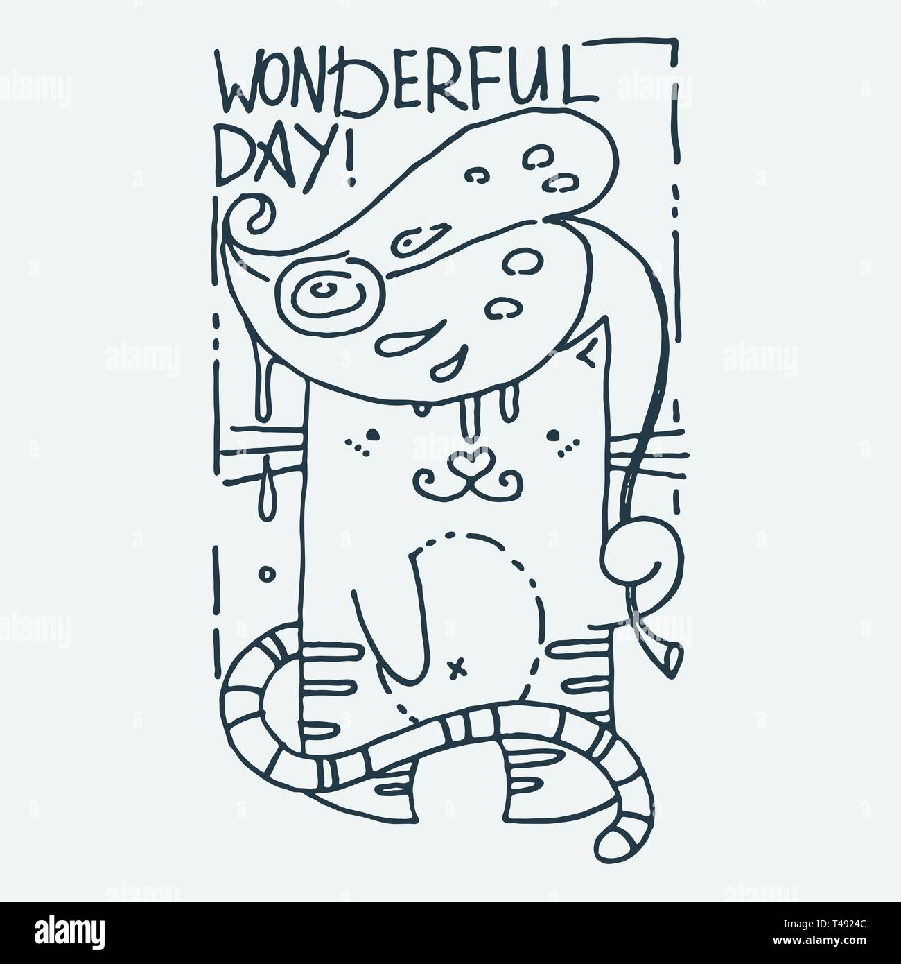 Wonderful day. Cute cartoon animal. Vector clip art illustration for ...