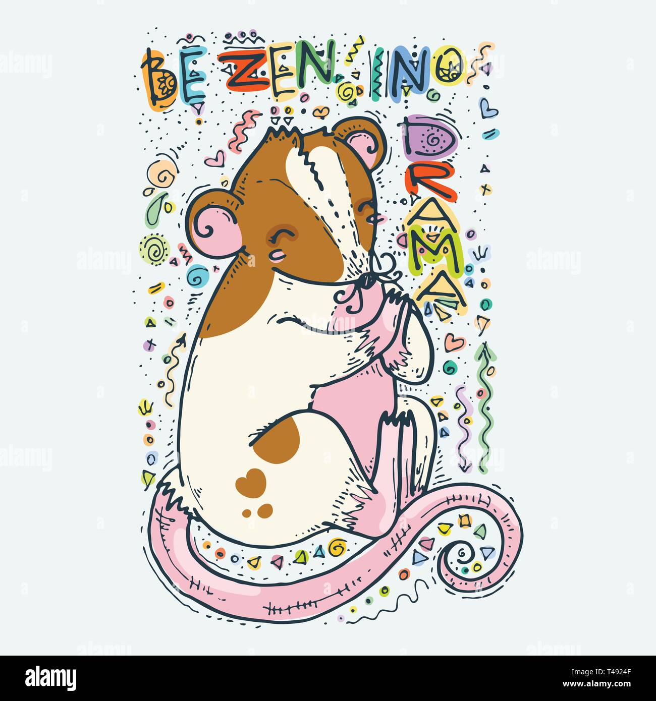 Be Zen no Drama. Cute cartoon animal. Vector clip art illustration for ...