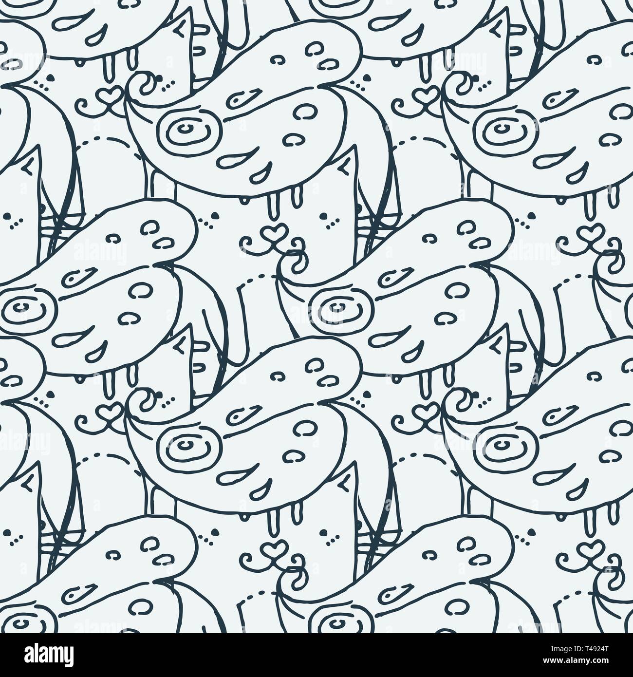 Seamless doodle pattern with cute elements. Endless vector image Stock ...