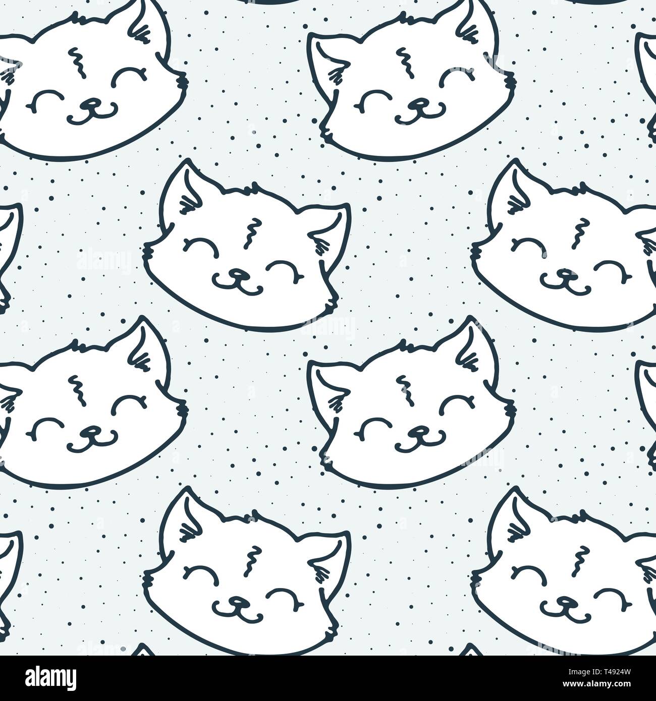 Seamless doodle pattern with cute elements. Endless vector image Stock ...