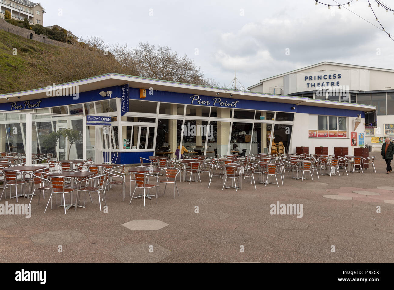 Pier Point Cafe next to the Princess Theatre, Torquay, Devon Stock ...