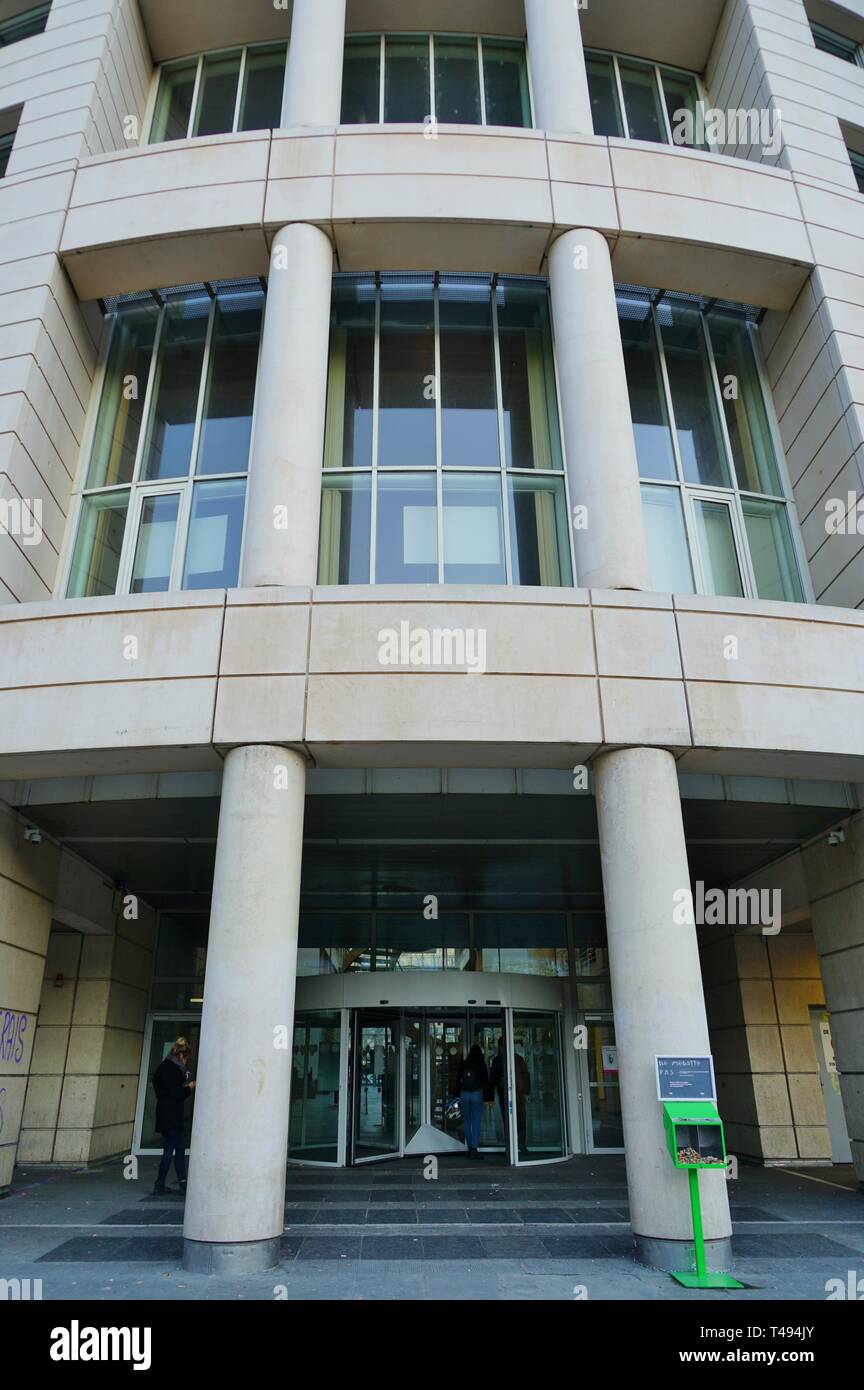 GENEVA, SWITZERLAND -4 APR 2019- View of the Uni Mail building on the ...