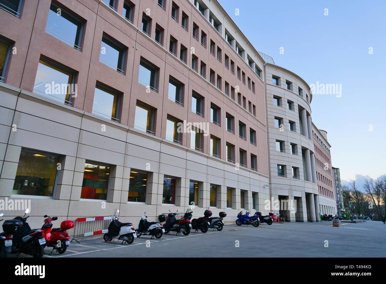 GENEVA, SWITZERLAND -4 APR 2019- View of the Uni Mail building on the ...