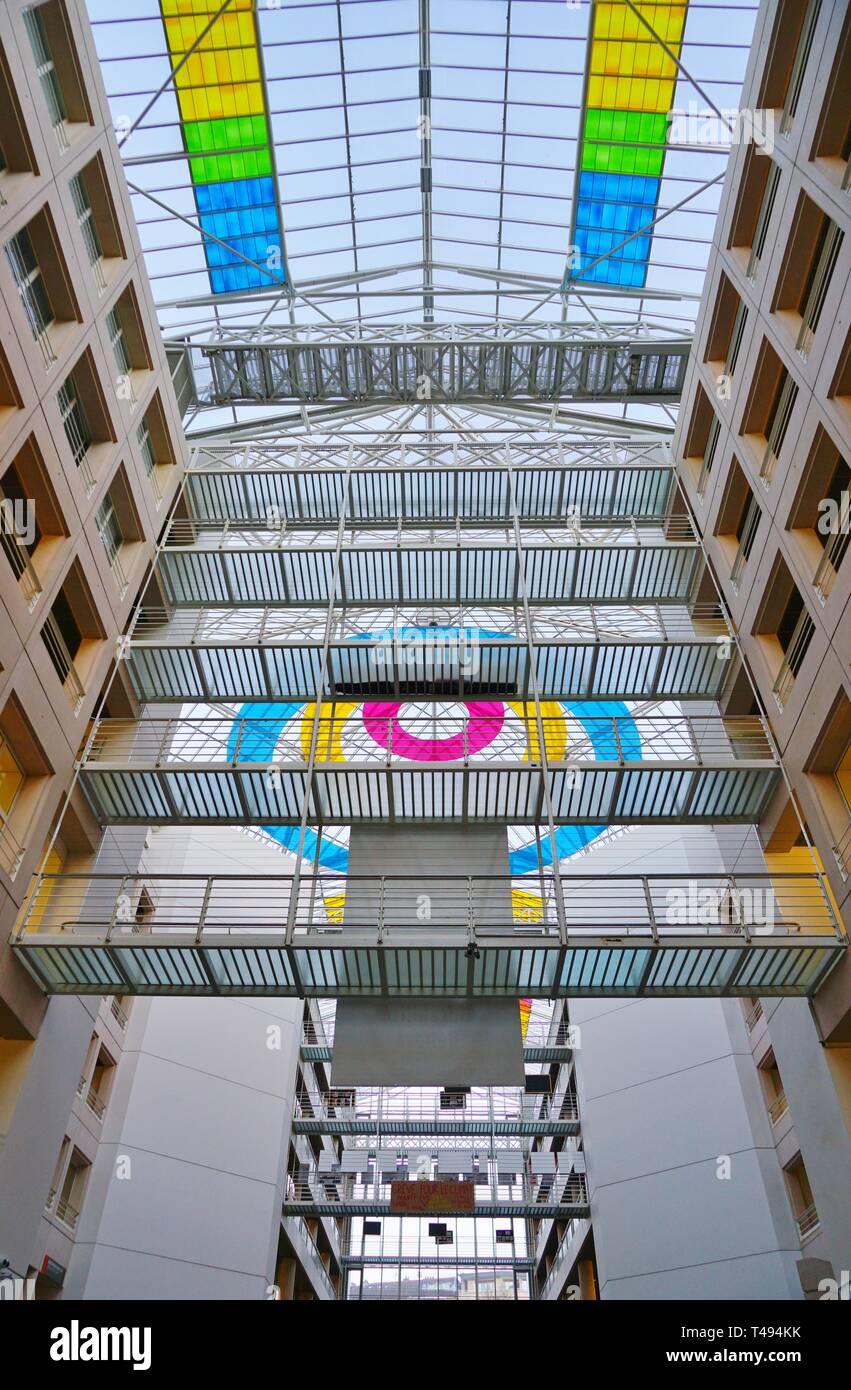 GENEVA, SWITZERLAND -4 APR 2019- View of the Uni Mail building on the ...