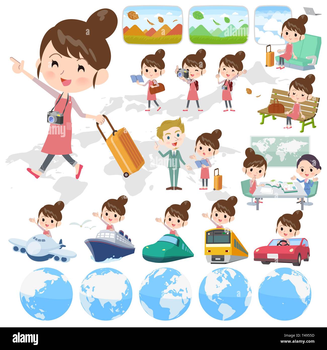 A set of mom on travel.There are also vehicles such as boats and ...