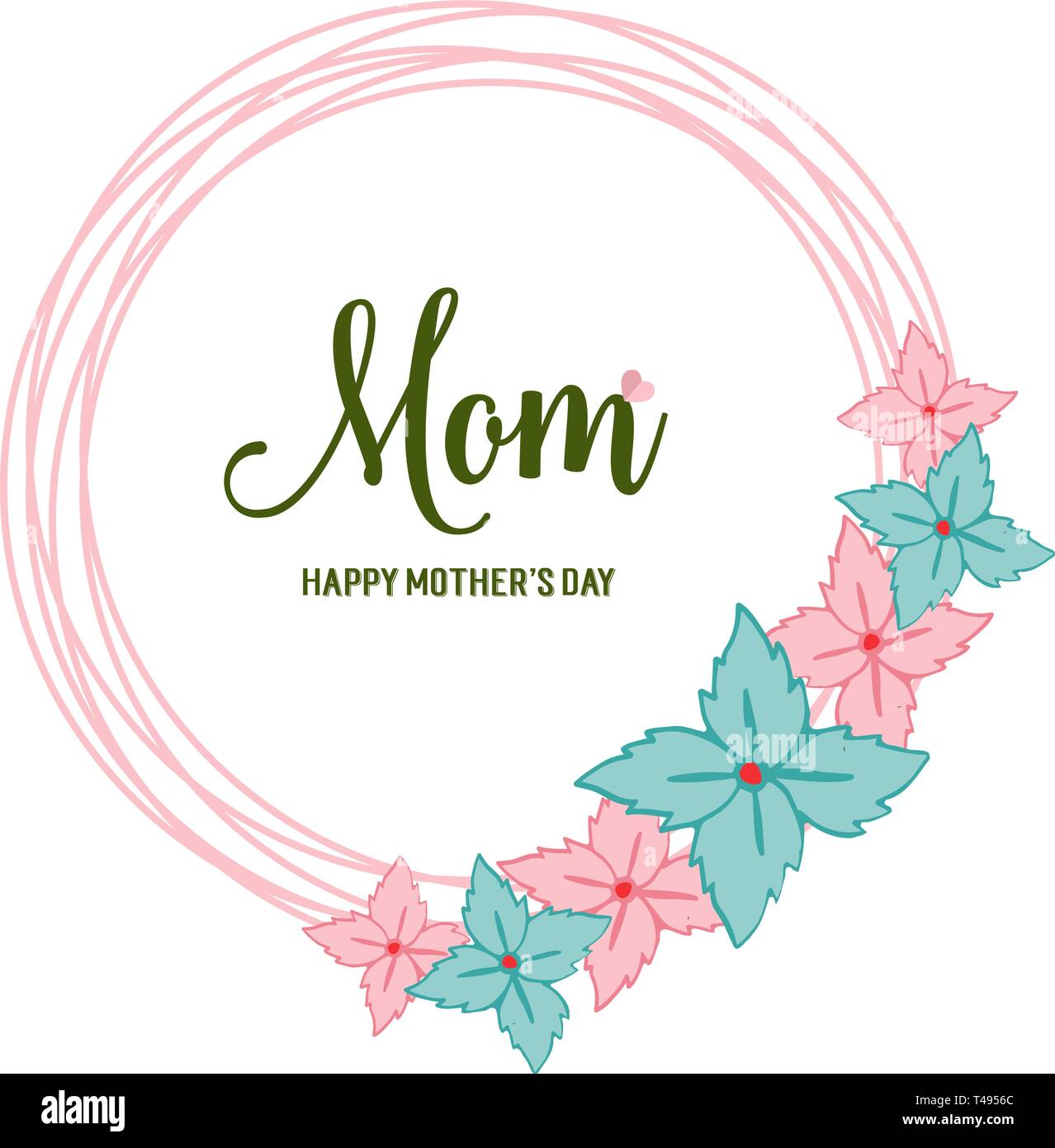 Vector illustration template card mom with colorful wreath frames hand ...