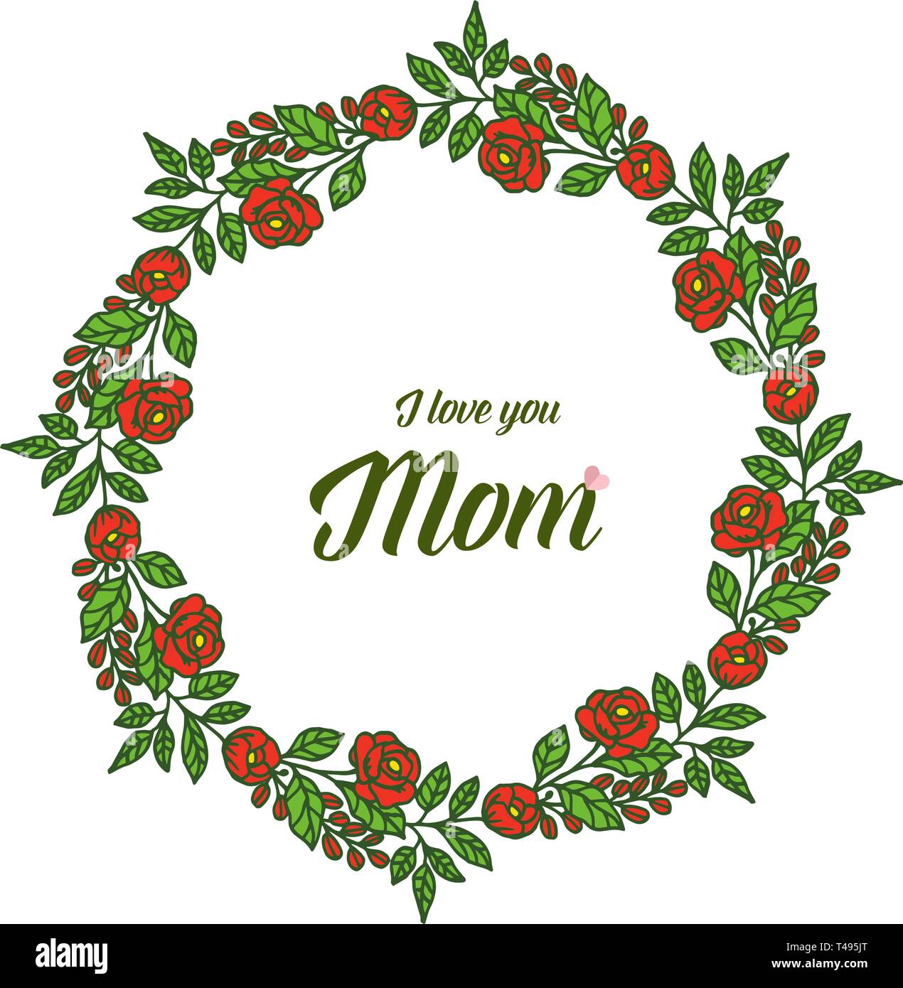 Vector illustration design artwork red flower frame for mom template ...