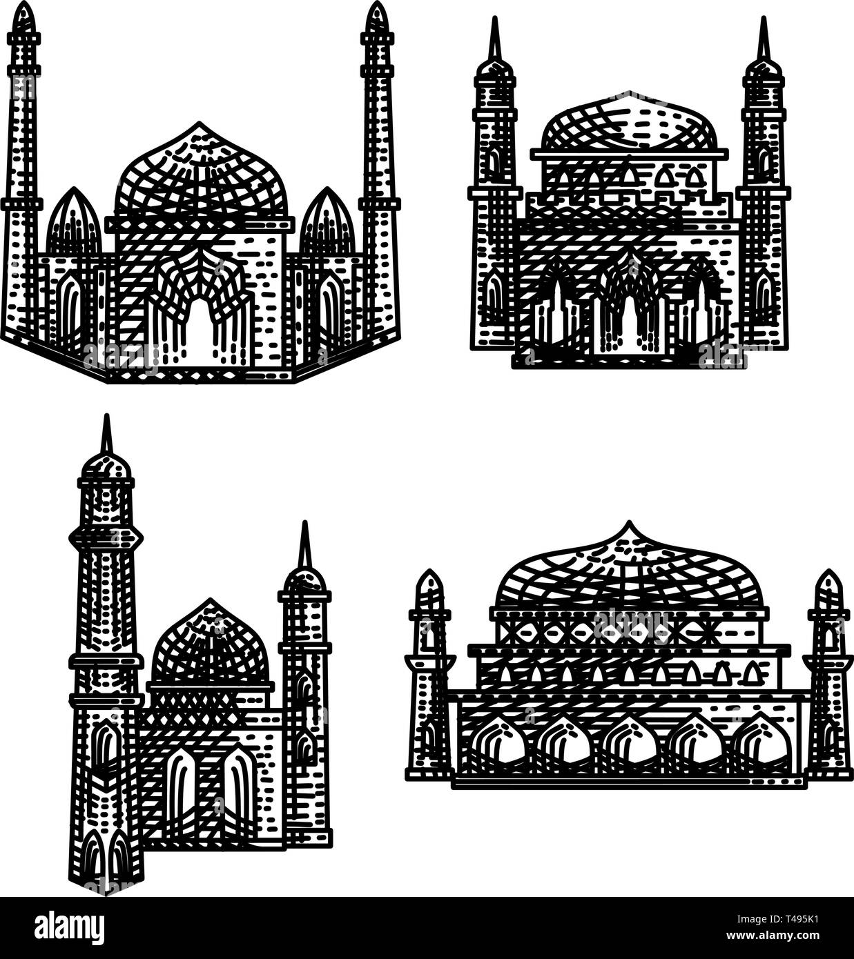 Mosque icon vector Illustration design template Set Stock Vector Image ...