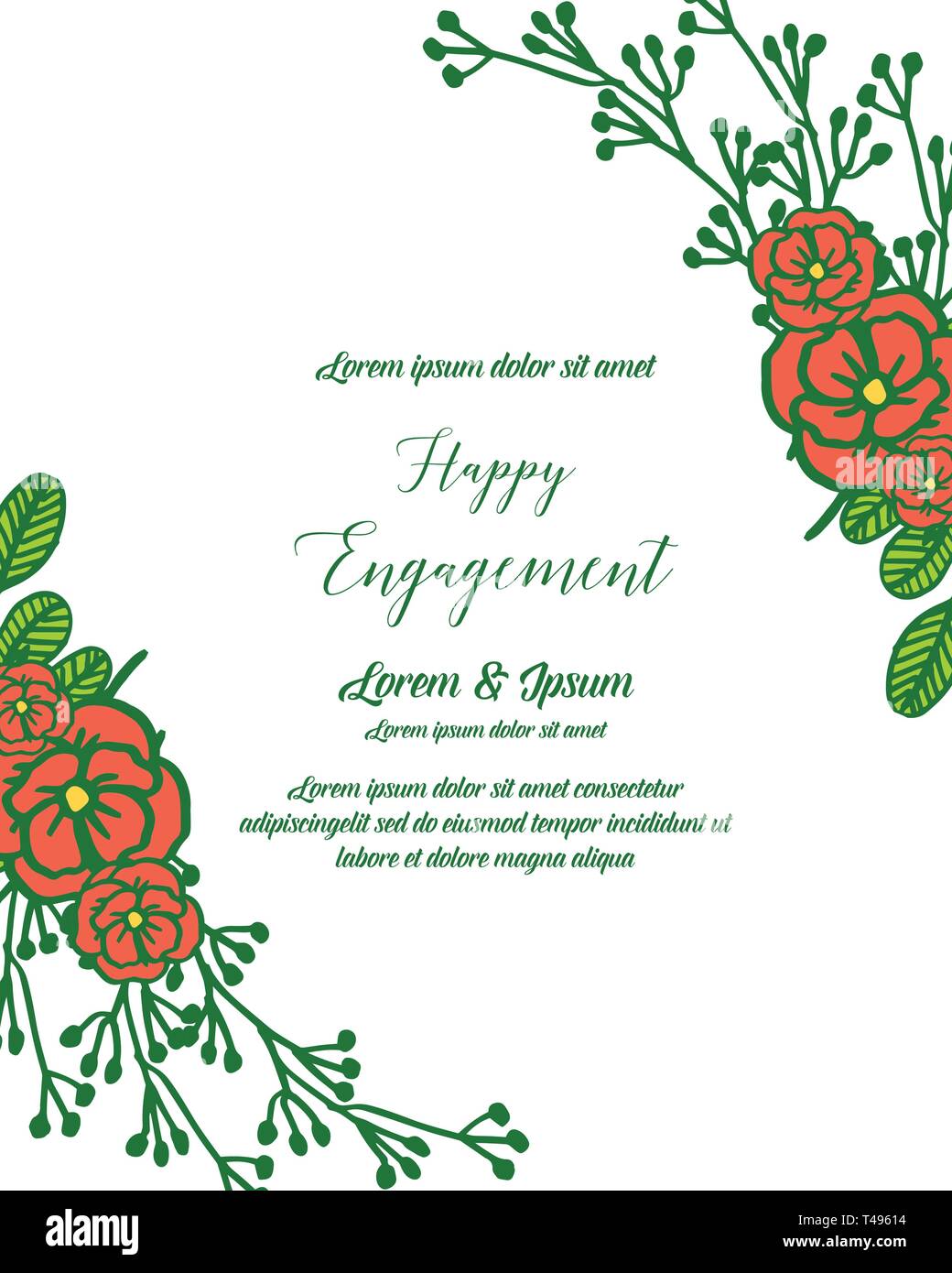 Vector illustration various flower frame for design of happy engagement ...