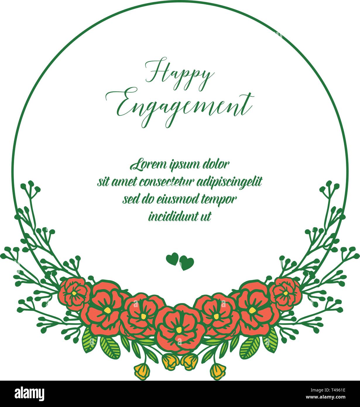Vector illustration various flower frame for design of happy engagement ...