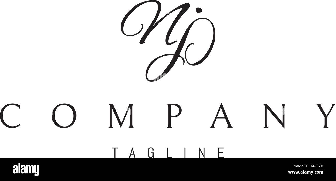 Initials Letter N and J black vector logo design 3 Stock Vector Image ...