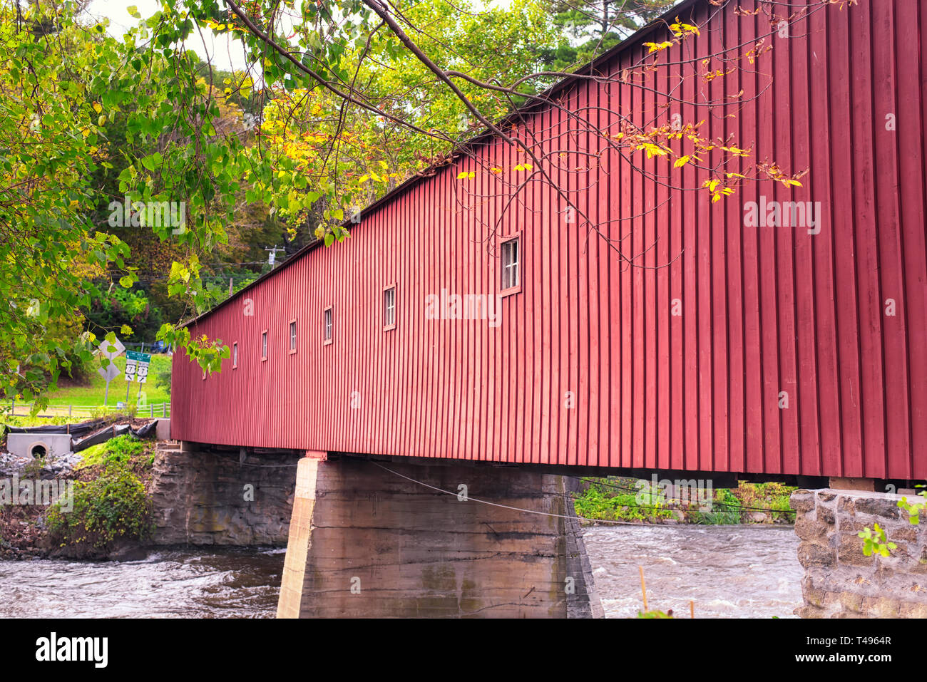 The iconic and historic cornwall covered bridge over the houstonic ...