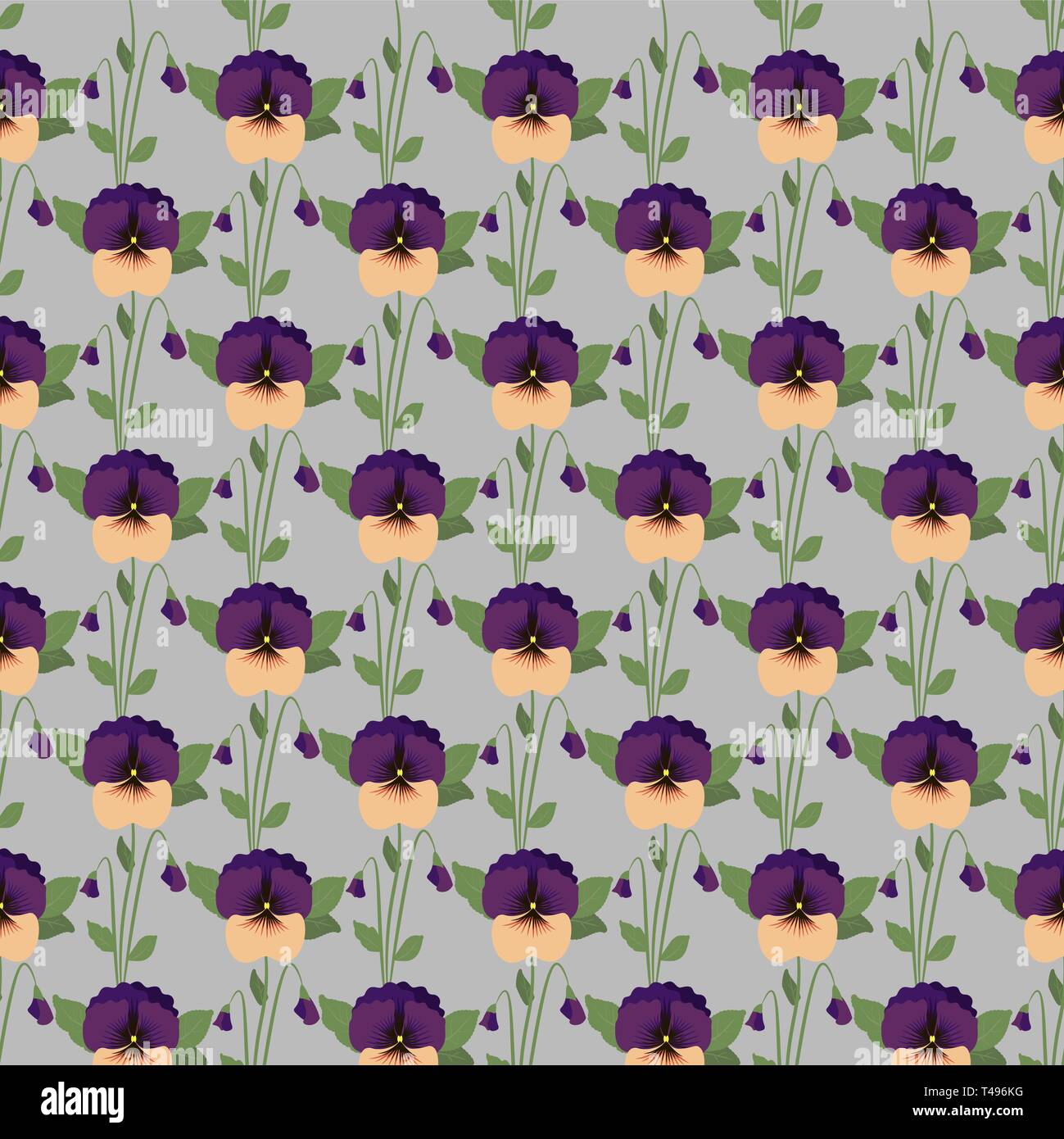 Vector Floral Seamless pattern with pansy flowers 10 eps Stock Vector ...
