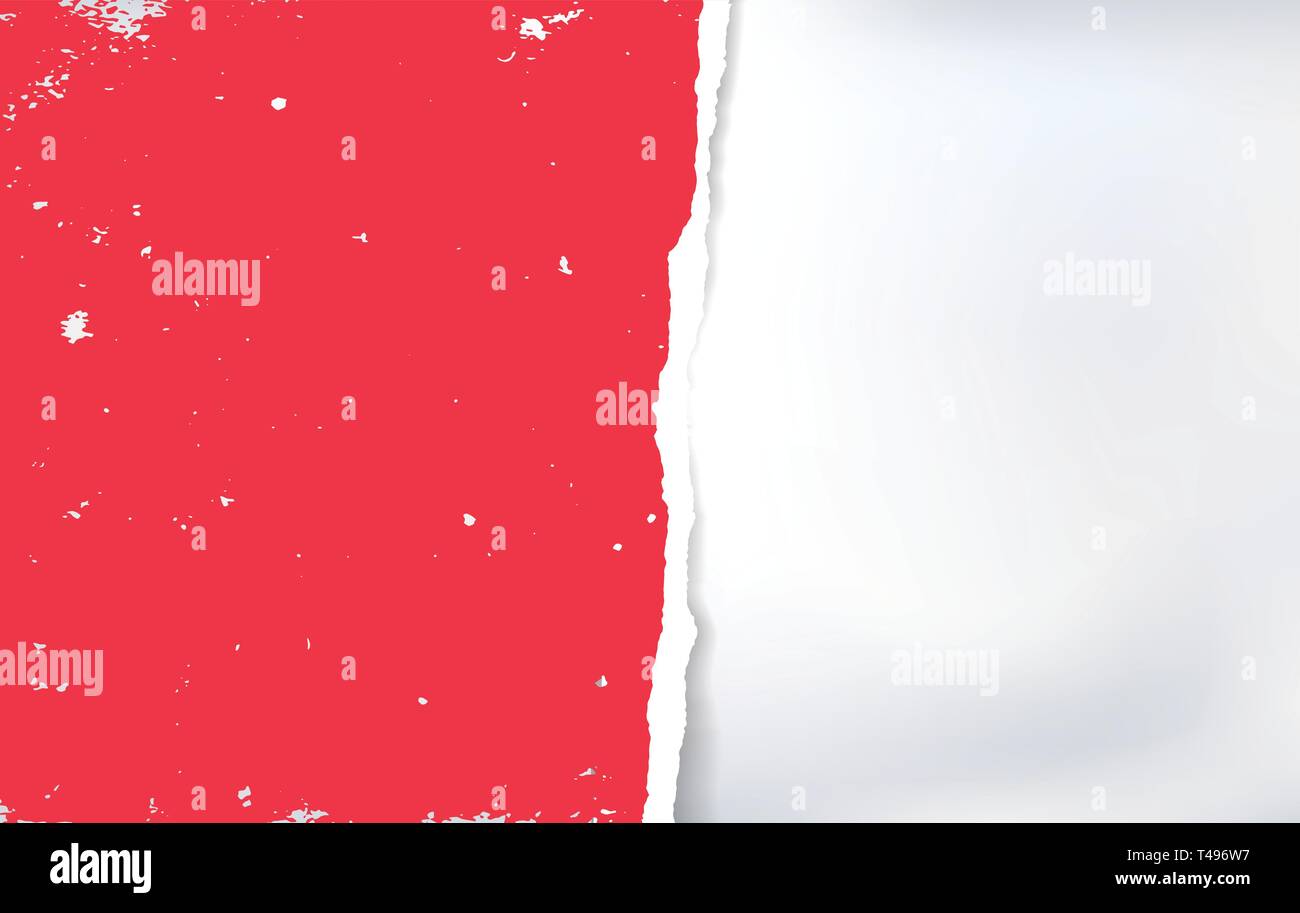 Piece of torn, ripped tattered red note paper strip with soft shadow is ...