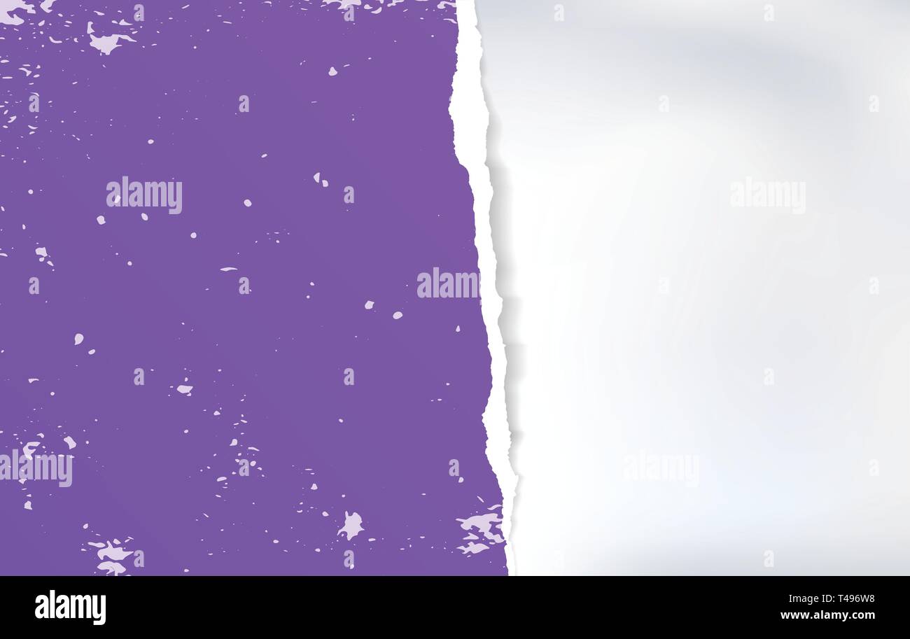 Piece of torn, ripped tattered violet note paper strip with soft shadow ...