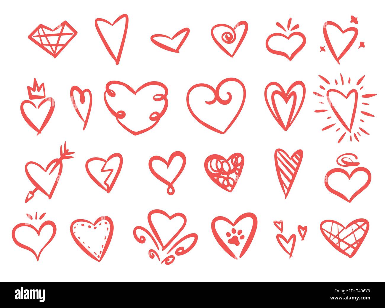 Hand drawn set of hearts. Vector illustration Stock Vector Image & Art ...