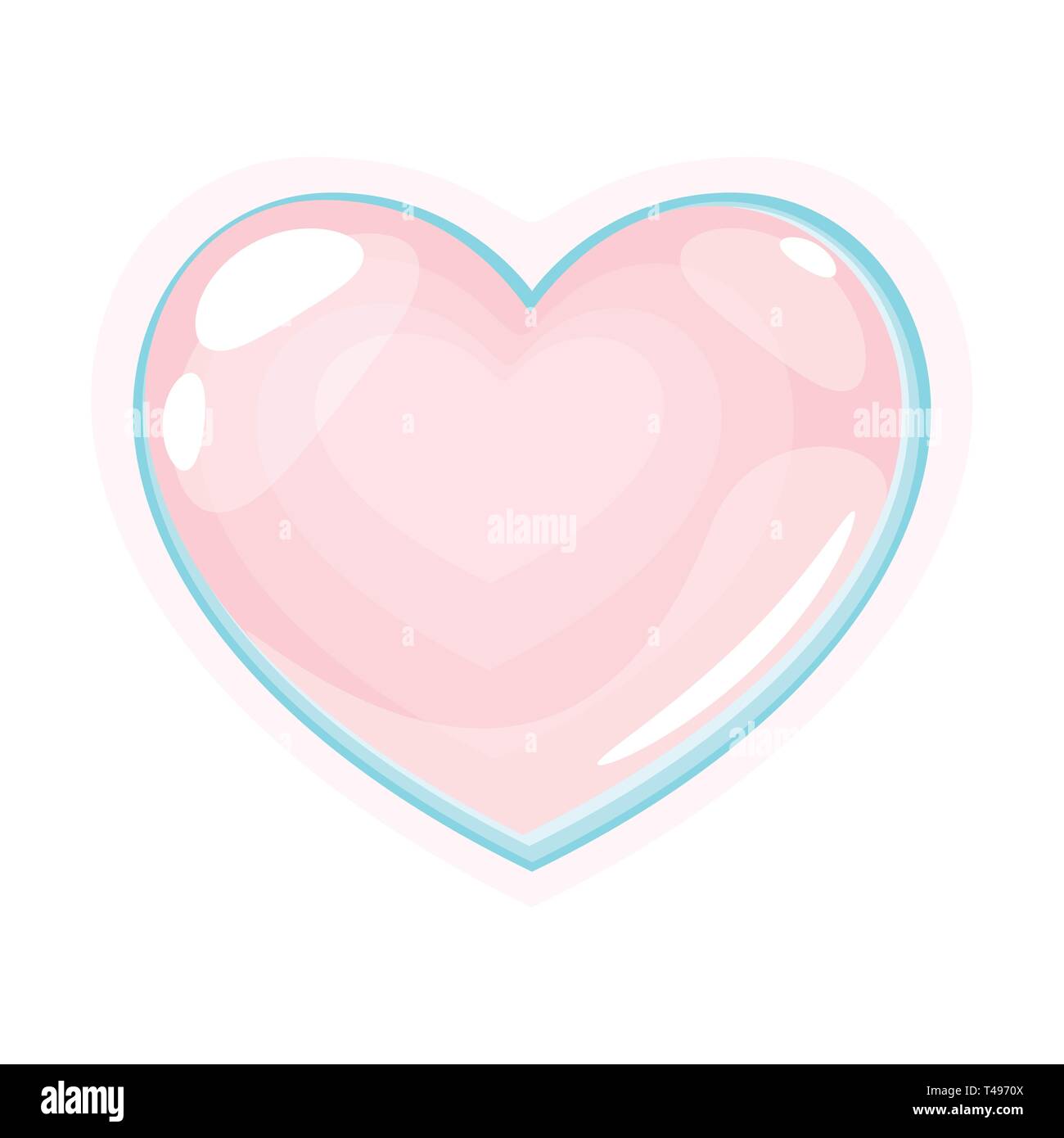 Pink cute heart. Vector illustration isolated on white background Stock ...