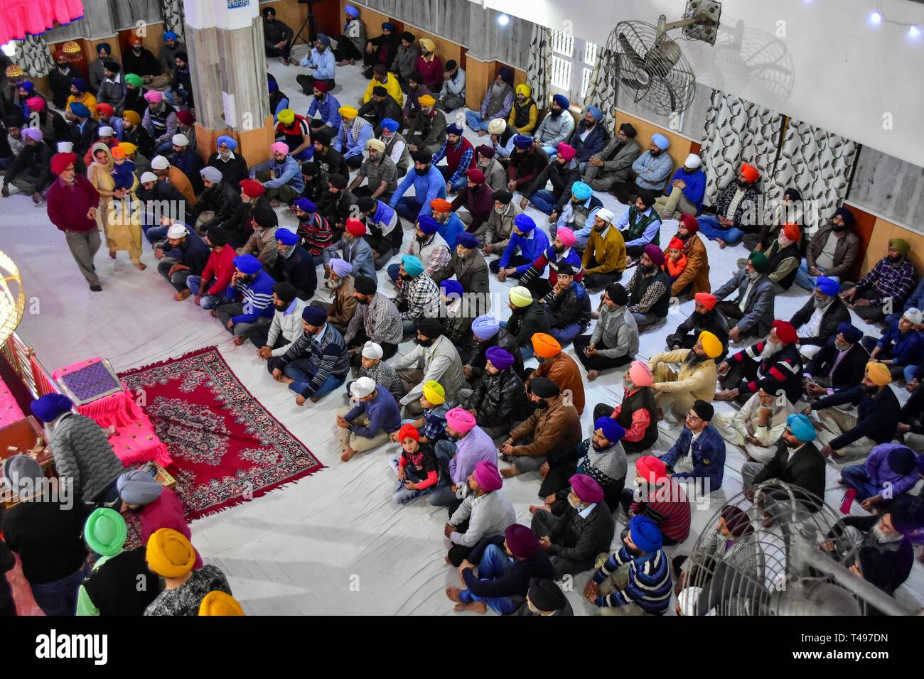 Sikh pilgrims seen attending rituals inside the gurdwara or a Sikh ...