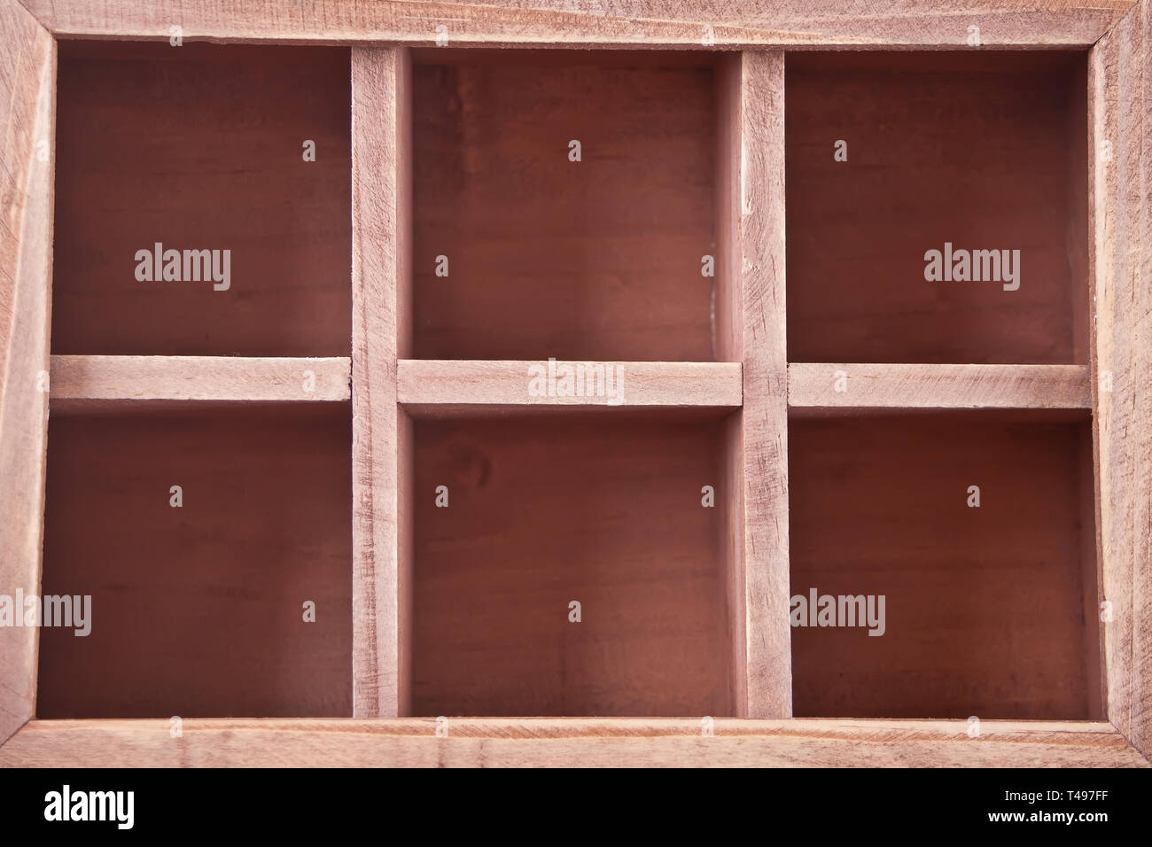A empty wooden box with sections . Top view Stock Photo - Alamy