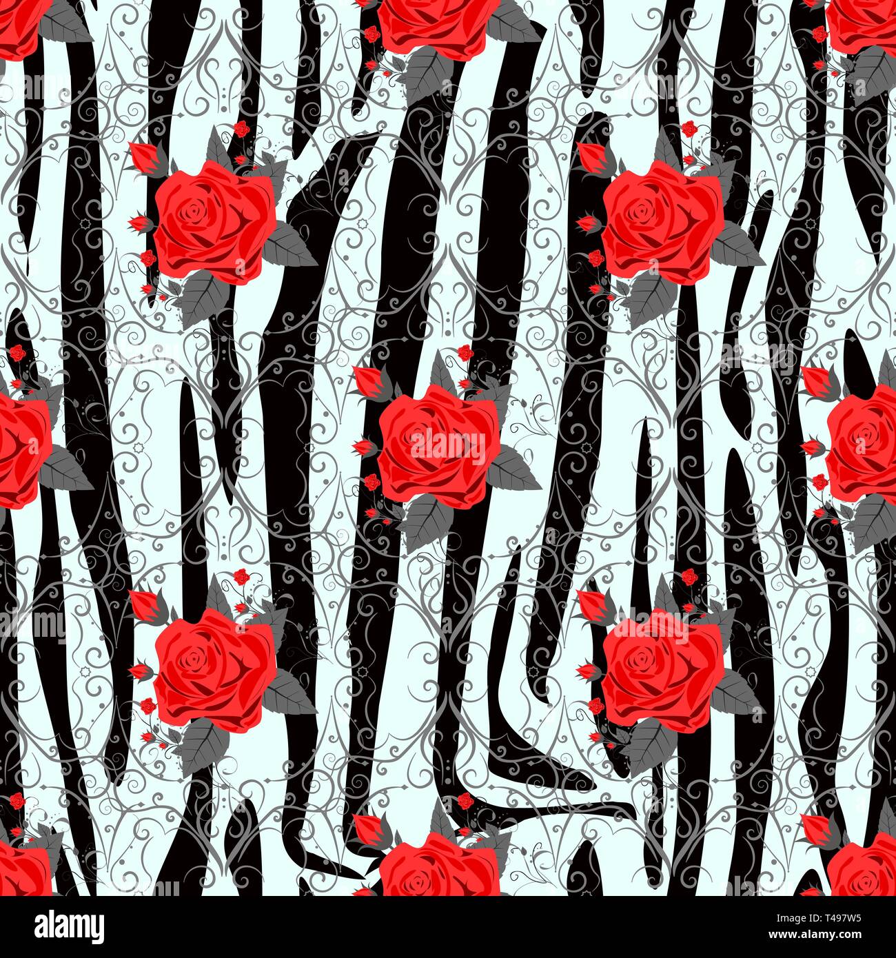 Black Stripes With Red Roses